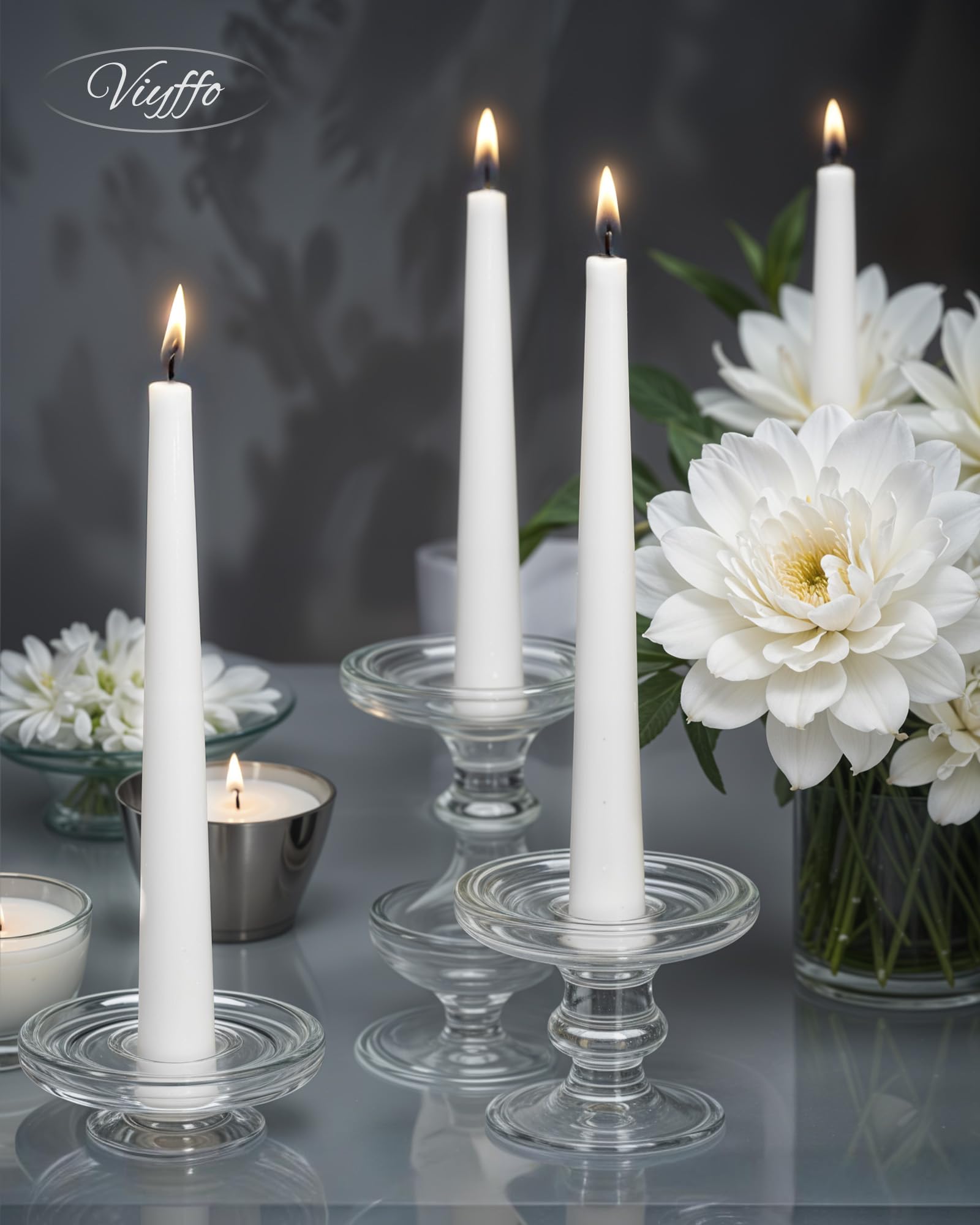 Taper Candles 10 Inch White Set of 20 Unscented, Dripless, Smokeless Long Tall Tapered Candlesticks Wedding Home Decor Dinner