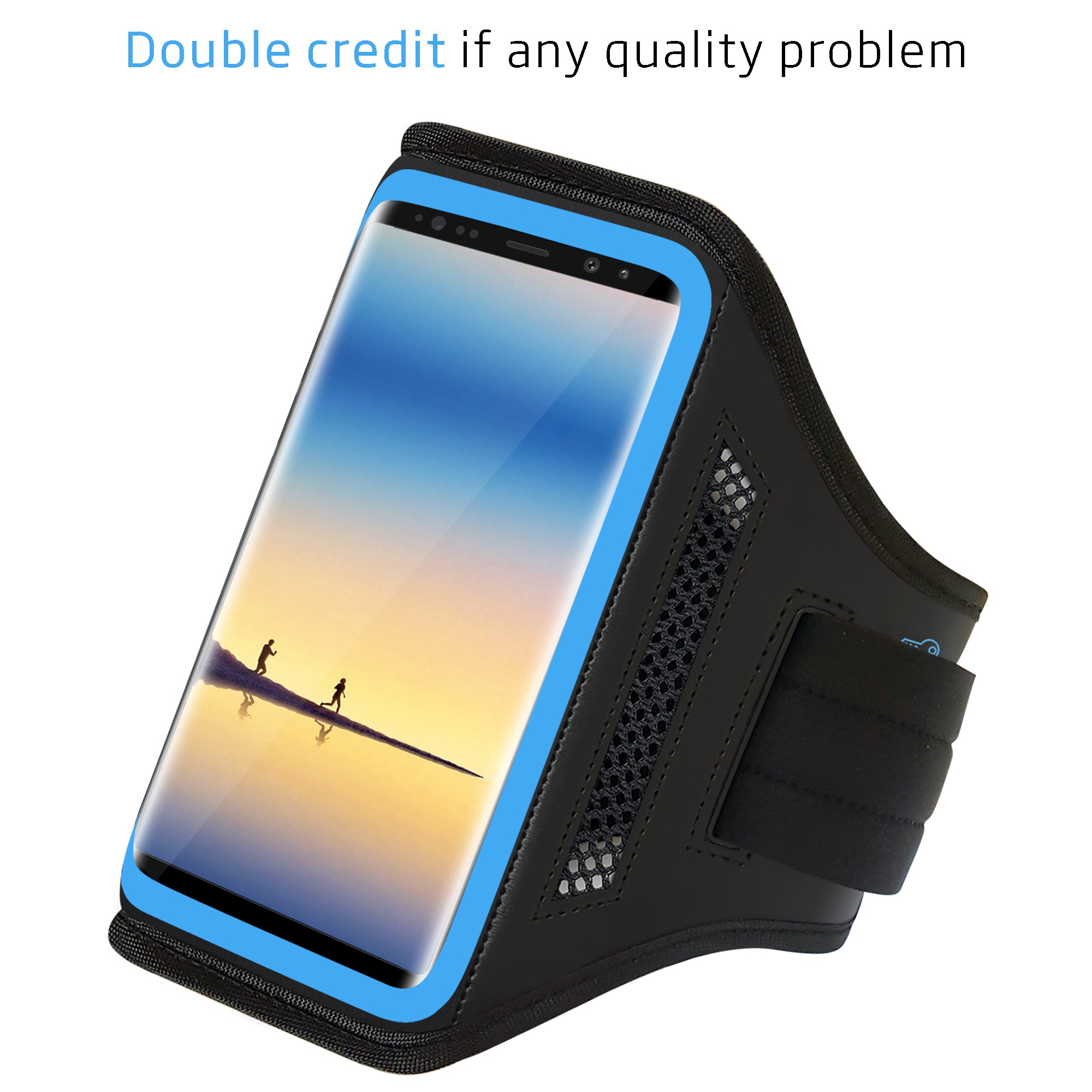 LOVPHONE iPhone 14 Pro Max/14 Max/ 13/12 Pro Max/Samsung Galaxy Note 20/10/9/8 Armband,Sport Running Exercise Gym Case,Fingerprint Sensor Access Supported,Water Resistant and Sweat-Proof (Blue)