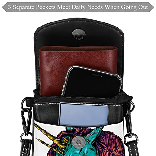 Small Crossbody Bag Blue Unicorn Cell Phone Purse Wallet