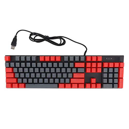 Sanpyl Mechanical Keyboard, 104 Key RGB Backlit Ergonomic Keyboard Fadeless Keycaps Dual Color Programmable Gaming Keyboard for PC Laptop(Gray Red)