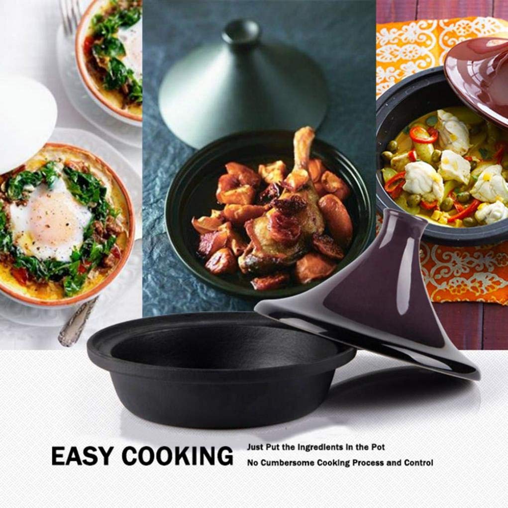 MYYINGBIN Moroccan Tagine Cast Iron Pot Resistant to Dry Burning High Tightness No Cracking Easy to Clean Tagine Pot for Medium to Extra Large Cooking