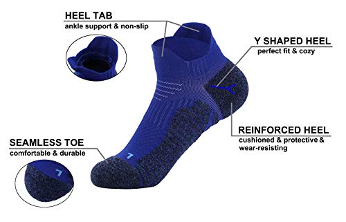 Kodal Copper Infused Athletic Running Socks Ankle Support Low Cut Comfortable Cushion Performance for Men and Women - 5 Pairs