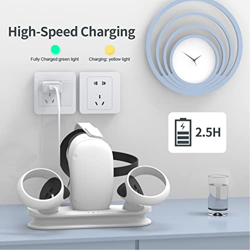 Pomya VR Headset Charging Dock, Automatic Adsorption VR Magnetic Charging Base, VR Headset Charging Stand, for Oculus Quest 2 VR Equipment Accessories