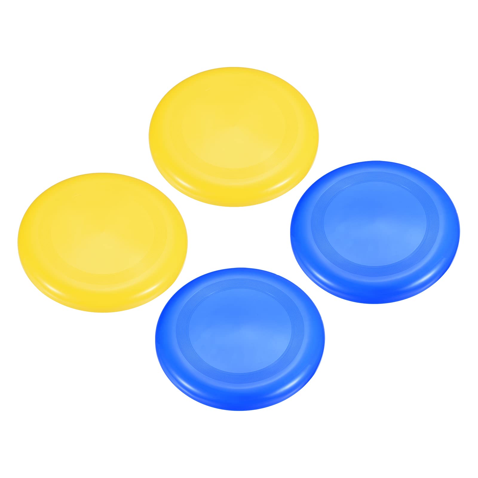 PATIKIL 9 Inch Flying Disc, 4 Pack 60g PP Flexible Throwing Disks Sporting Disc for Outdoor Beach Game Competition Golf Driver Training, Yellow/Blue