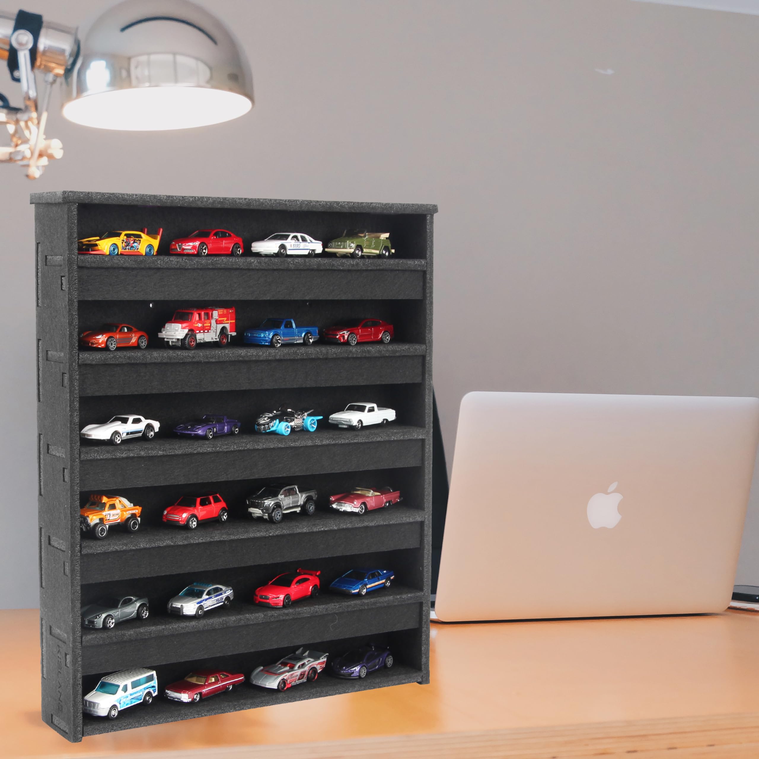 KISLANE Assemblable Kids Display Case Compatible with Toy Cars, Display Case Fit for Toy Cars Case & Matchbox Cars, Wall-Mounted Storage Organizer Case (Black)