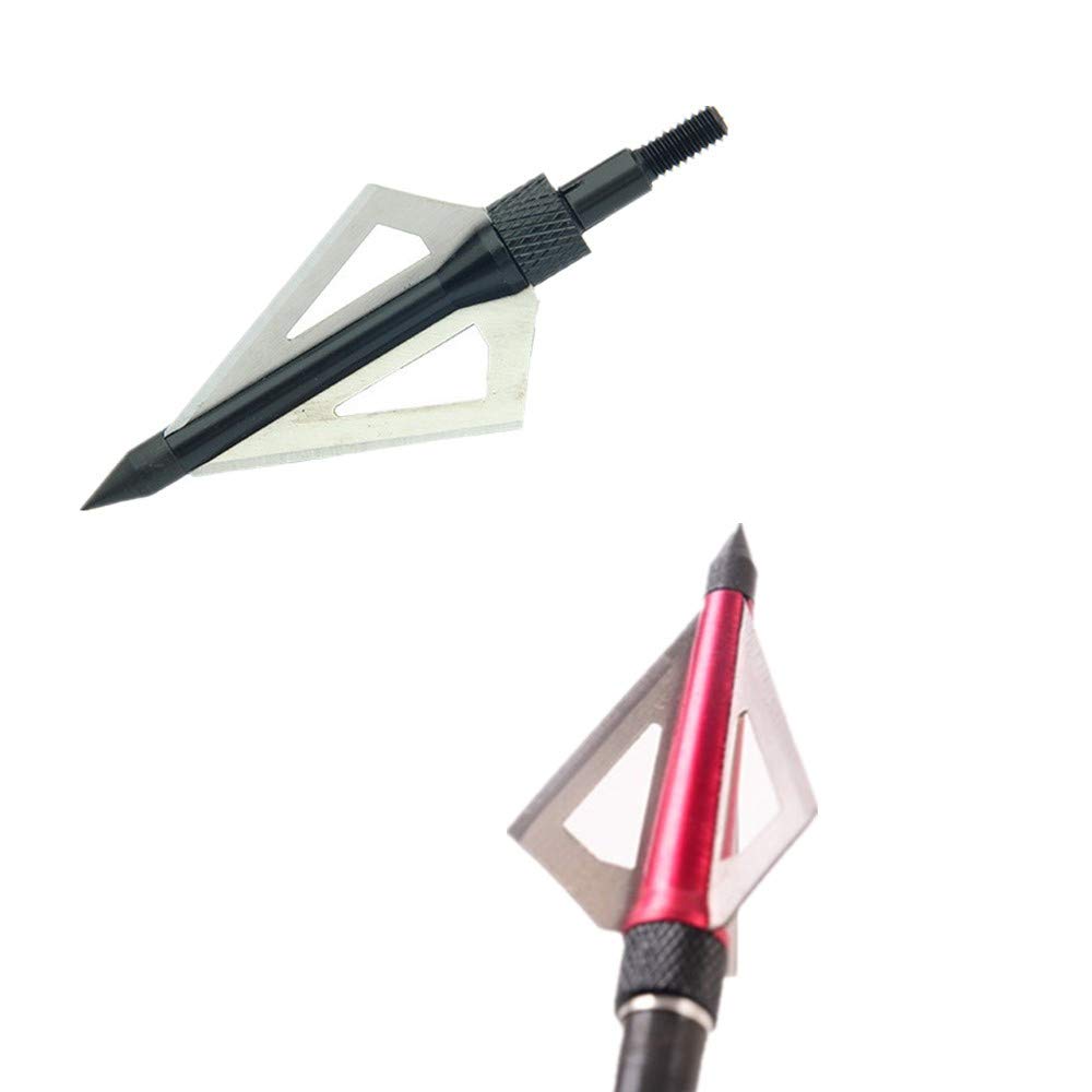 LIEYING 10 pcs Archery Hunting Broadheads 100 Grain 3 Blade Broad Screw Tips Arrow Heads for Shooting Training (10PCS,Red)