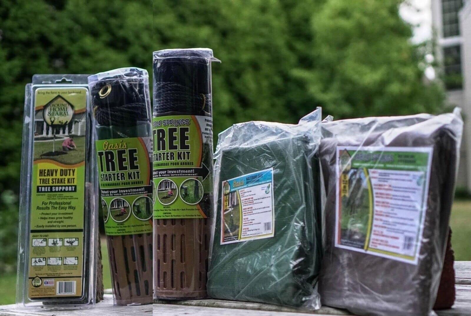 Sapling Saver Watering Bag 20 Gallon, 4-8 Hours Slow Release Drip Irrigation Bag for New or Matured Trees (5-Pack), Forest Green (ATHAF-SS5)