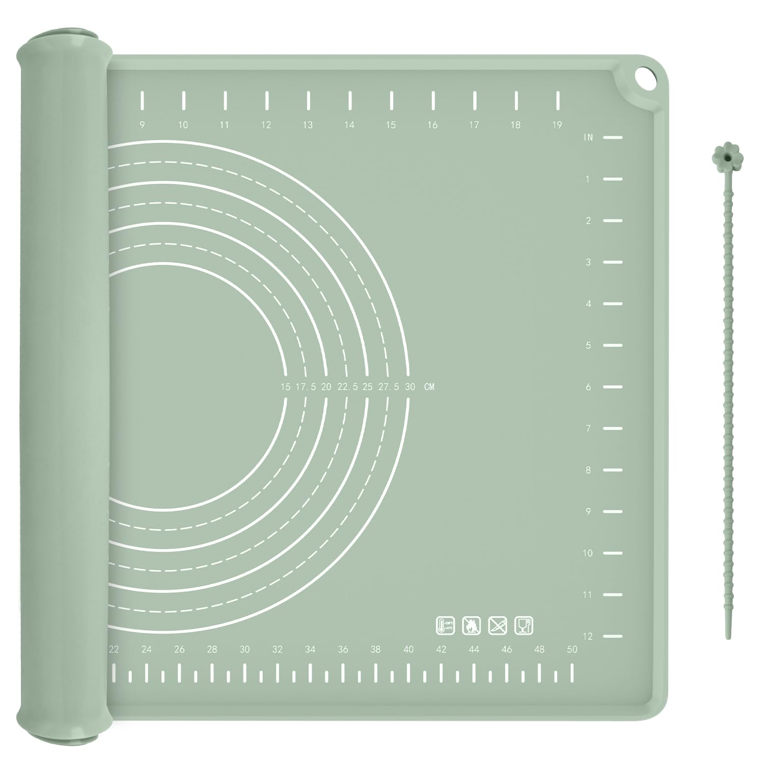 Silicone Baking Mat 24" x 16", Extra Thick Dough Rolling Mat with Measurements and Edge Heightening, Non-stick Food Grade Silicone Pastry Mat for for Pastry, Bread, Cookies, Pizza, Fondant, Pasta
