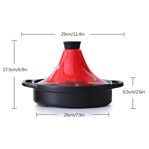 MYYINGBIN Tagine Cooking Pot with Lid Hand Painted Ceramic Casserole Stew Pot Healthy Cookware with Handle, Red