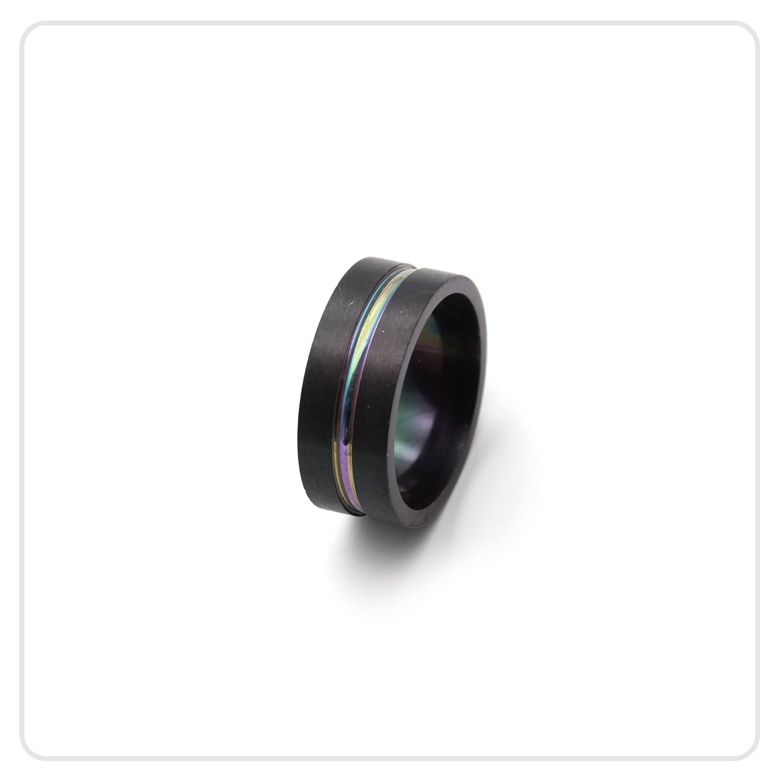 Nsitbbuery Hip Hop Jewelry Black Stainless Steel Colorful Sheel Band Ring(Black(6))