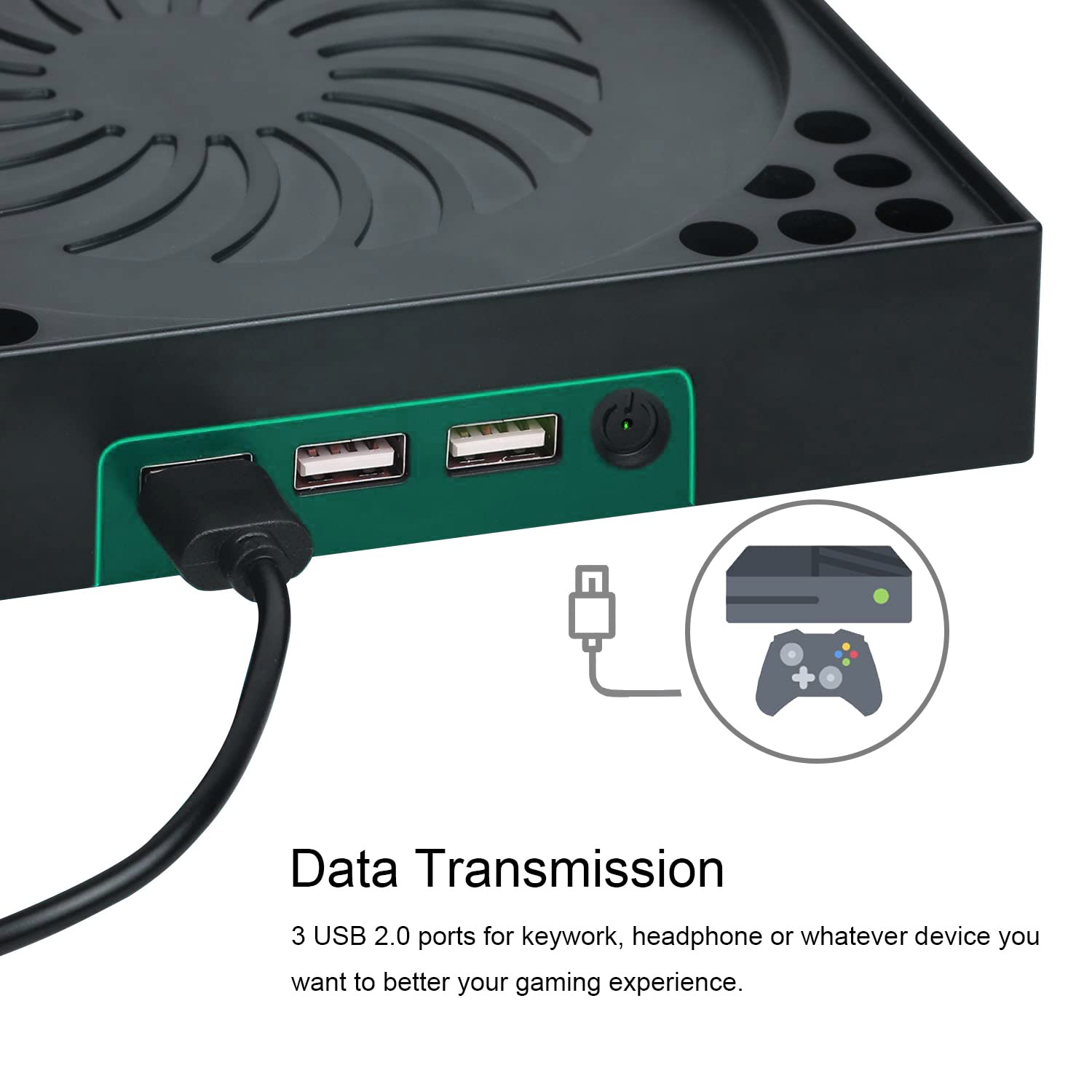 Mviioe Fan Cooling System Compatible with Series X Stand with 2 Turbo Fan, 3 Level Adjustable Speed, 3 USB 2.0 Port & 1 Port Type C (Only Compatible with Series X)