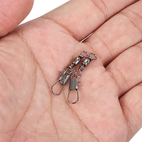 PATIKIL Fishing Barrel Swivel Snaps, 100Pcs 17lb Carbon Solid Ring Terminal Tackle, Black