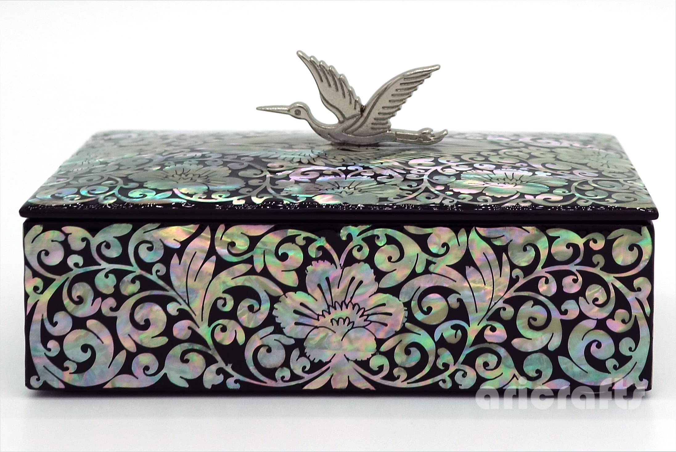 Mother of Pearl Nacre Lacquer Inlay Wooden Business Card Case, Business card Box, Desk Office Organizer, ID Box, Multi Box, Trinket Case