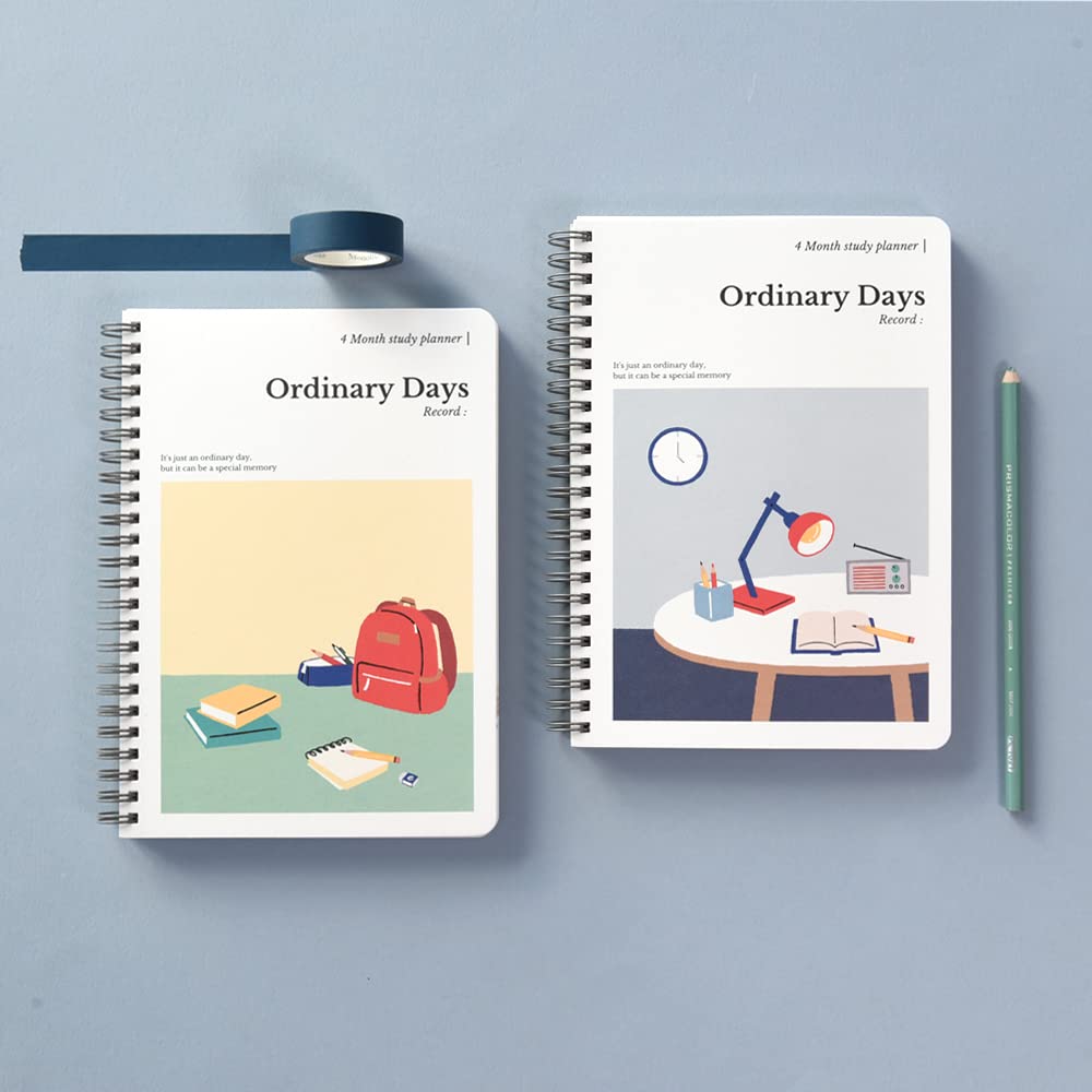 Monolike Ordinary days 4 Month Study Planner, School bag - Academic Planner, Weekly & Monthly Planner, Study plan