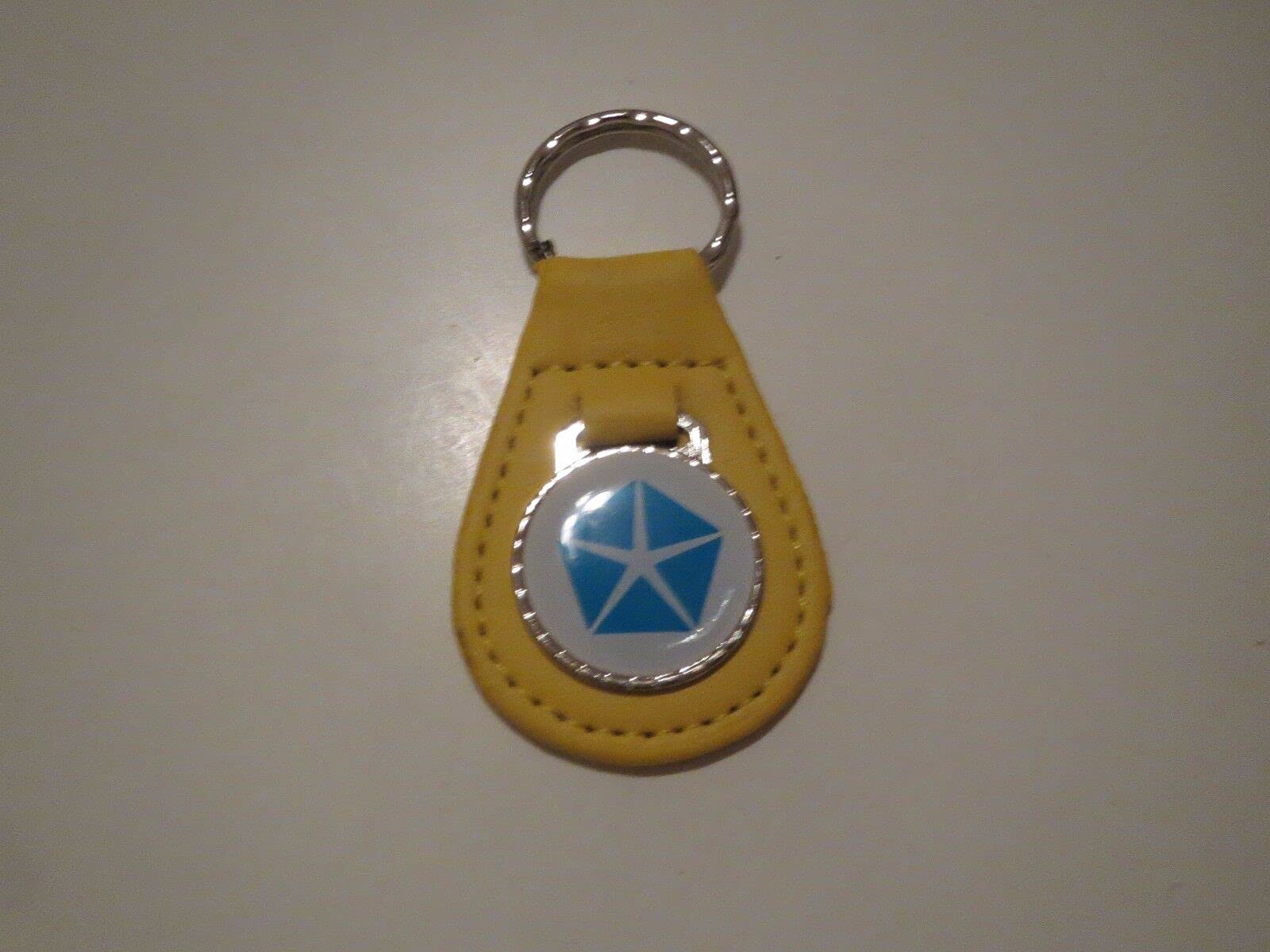 NEWPORT NEW YORKER 300 LEBARON LHS LASER WHITE LOGO LEATHER KEYCHAIN - YELLOW