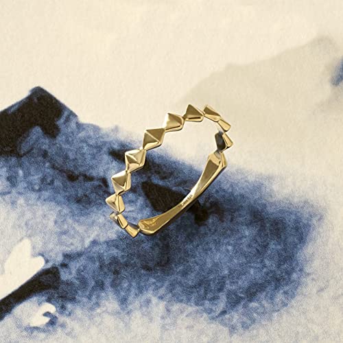 Norm Jewels 14k Solid Gold Angel Ring | Eternity Wedding Band Women | Minimalist Stacking Ring | Geometric Gold Band | Stackable Ring (Yellow Gold, 8)