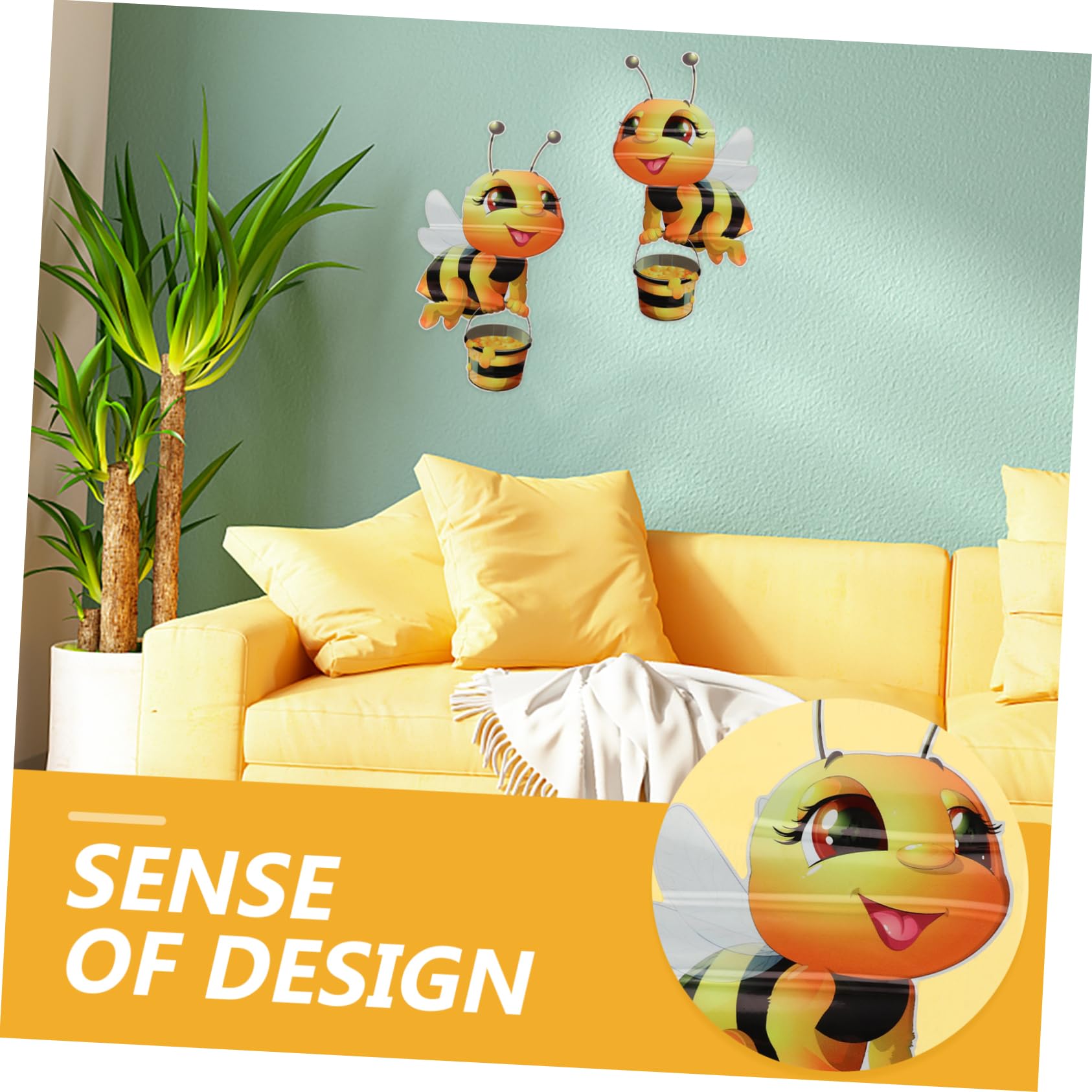Toddmomy 2Pcs Bee Wall Stickers Bumblebee Decor Removable Mural Decals Honey Bee Clings for Kids Bedroom Nursery Playroom Decorations