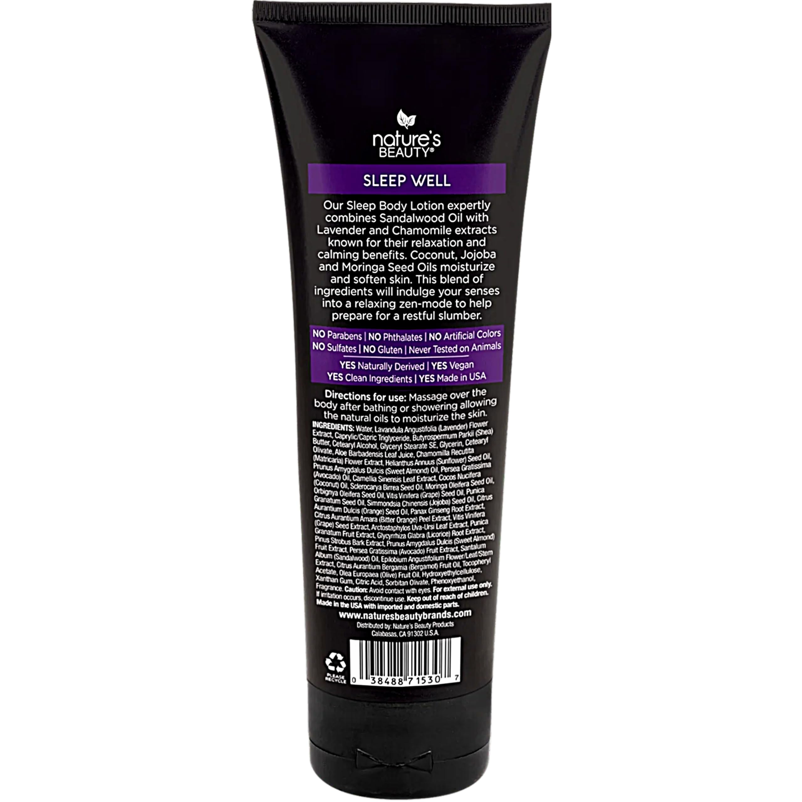 Nature's Beauty Lavender Chamomile Sleep Body Lotion Multi-Pack - Lightweight, Non-Greasy Moisturizer to Sooth & Relax Dry Skin, Made w/Coconut, Jojoba + Moringa Seed Oils, 8 oz (2 Pack)