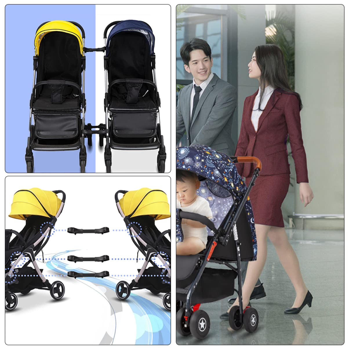 Toddmomy 2pcs Stroller Two Babies Professional Connector A Connectors Baby Outdoor Aluminum Accessory Prams Single Become for Double Ster Use Universal Sters Twin