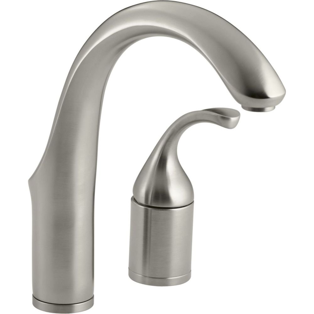 KOHLER 10430-BN Forte 3-Hole Remote Valve Kitchen Sink with 9" spout and Matching Finish sidespray, Vibrant Brushed Nickel