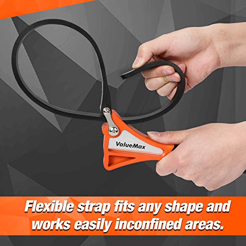 ValueMax 2-piece Strap Wrench Set, Adjustable Wrench with Max Diameter 4" (Small) and 6"(Large), Oil Filter Wrench Set, Jar Opener, Shower Head Wrench, Water Filter Wrench