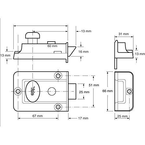Yale P-77-ENB-PB-60 - Traditional Nightlatch - 60mm - Electro Nickel Brass Finish - Standard Security