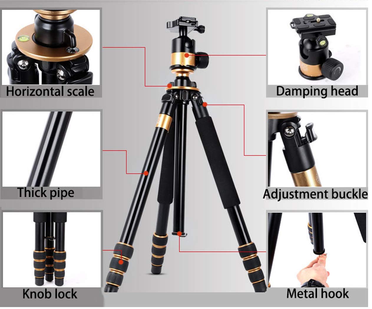 LLluckyHW Camera Tripod Overhead Tripod Desktop Macro Mini Tripod Action Camera Selfie Stick Twist Lock Tripod Bag Handycam Camcorder Use as Camera Tripod (Color : Aluminum)