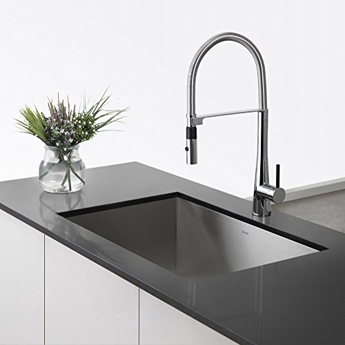 KRAUS Pax 28 1/2-inch 16 Gauge Undermount Single Bowl Stainless Steel Kitchen Sink, KHU29