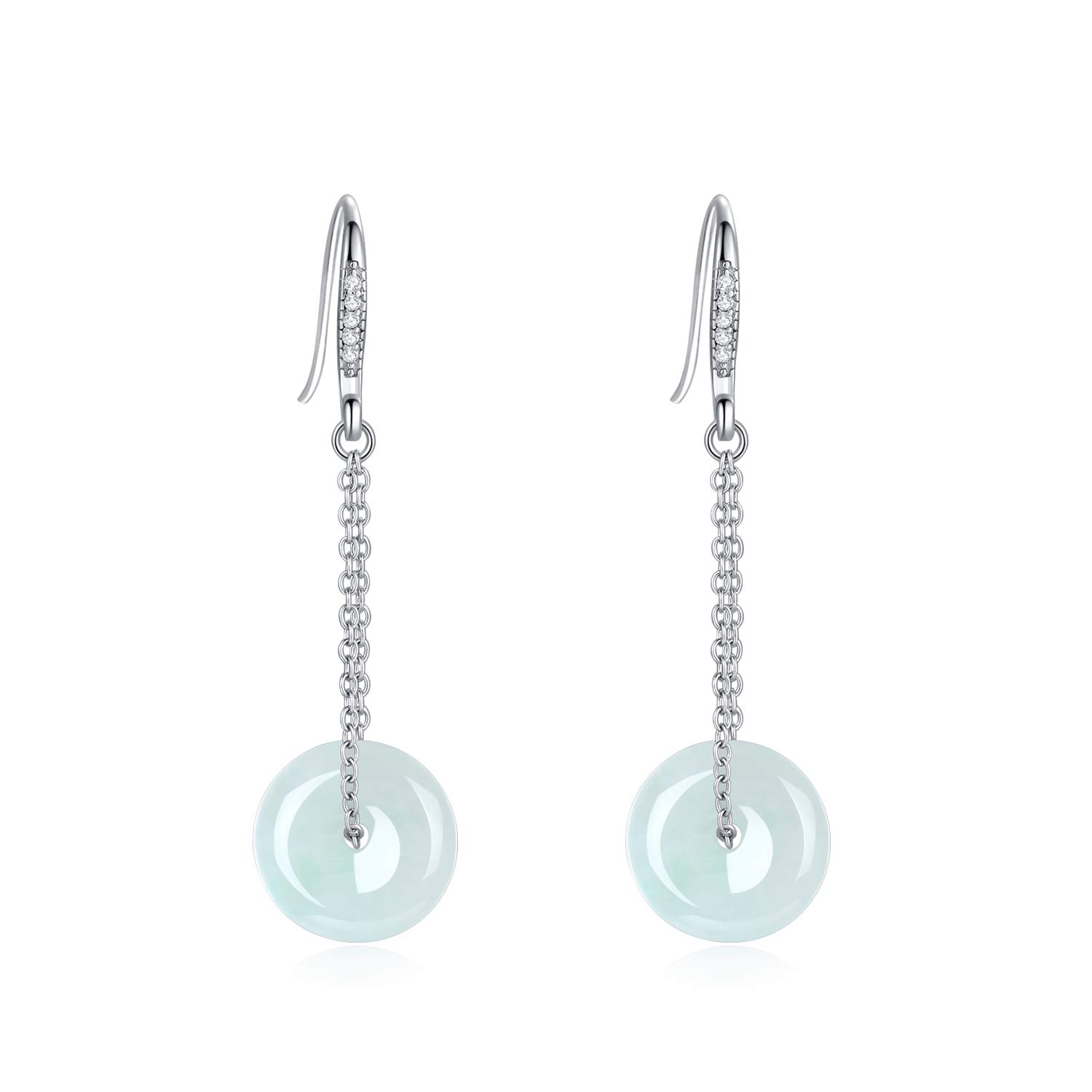 Jade Earrings Jade Clasp Fashion And Elegant Jewelry Earrings Sterling Silver Ear Hook For Women.