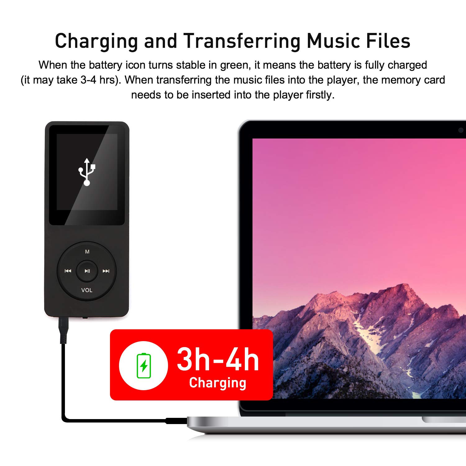 MP3 Player 32GB with Speaker Earphone Portable HiFi Lossless Sound MP3 Mini Music Player Voice Recorder E-Book HD Screen 1.8 inch Black Support up to 128GB