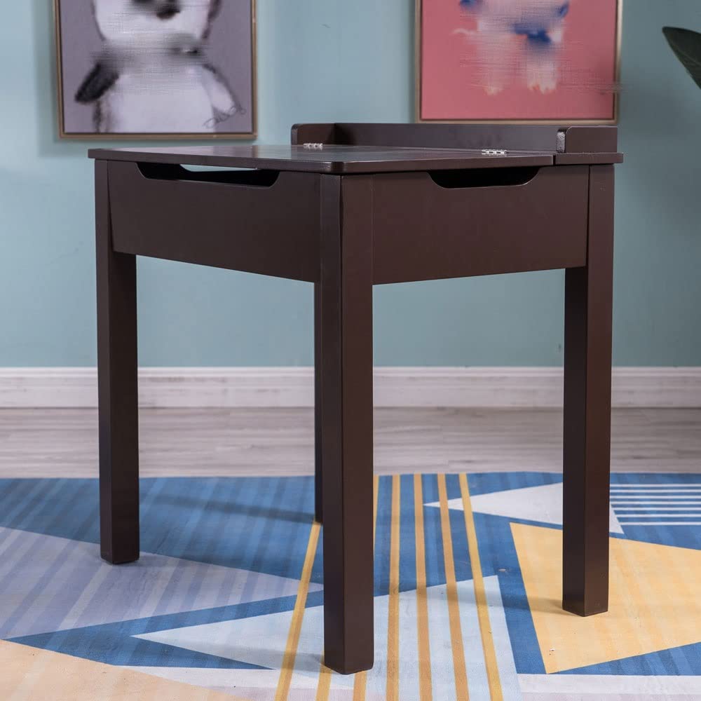 LLLY 59 X 40.5 X 59cm Study Table and Chair 2 Sets of Drawers Can Be Opened 1 Table and 1 Chair Brown