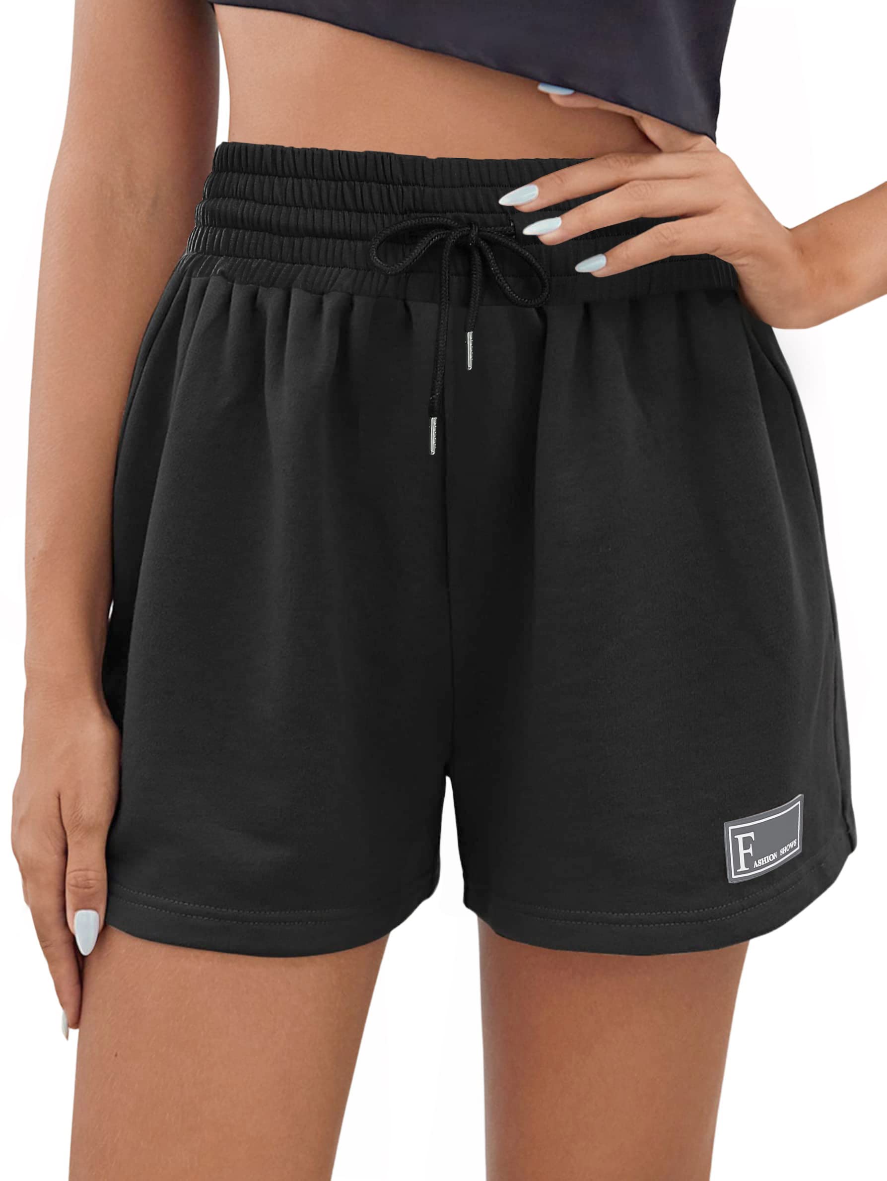 MIRITY Womens Casual Sweatpant Shorts with High Waist Drawstring and Pockets for comfy Sports