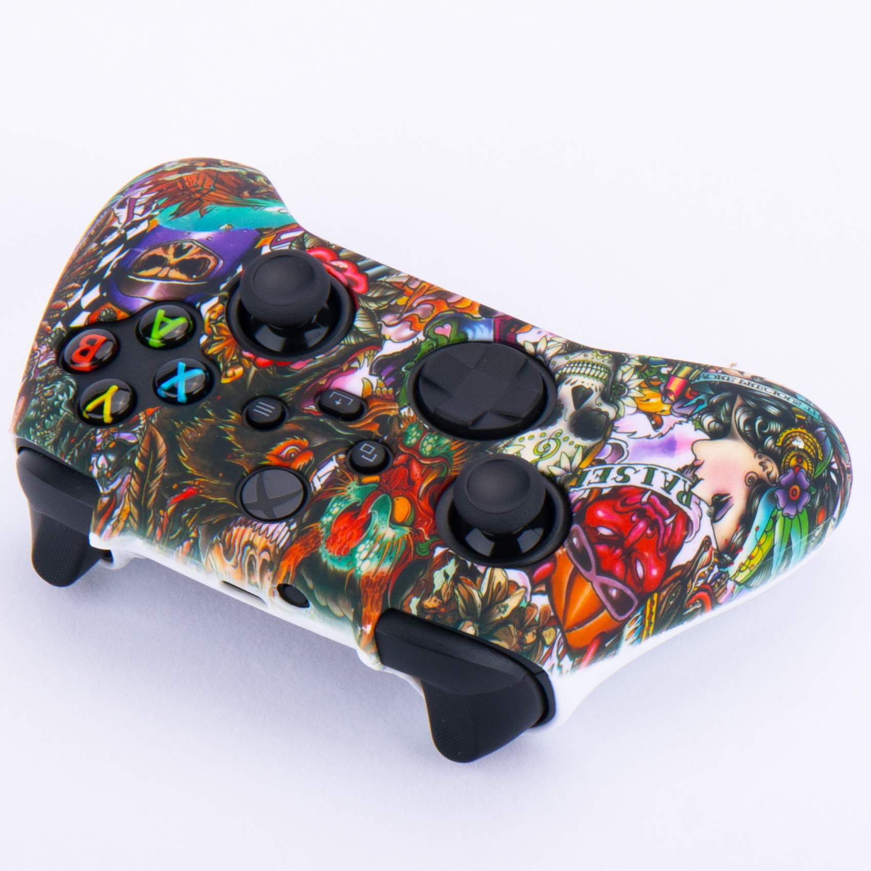 MXRC Silicone Rubber Printing Cover Skin Case x 1 Anti-Slip Customize for Xbox Series X/S Controller x 2(Cartton Beast) + Thumb Grips x 8
