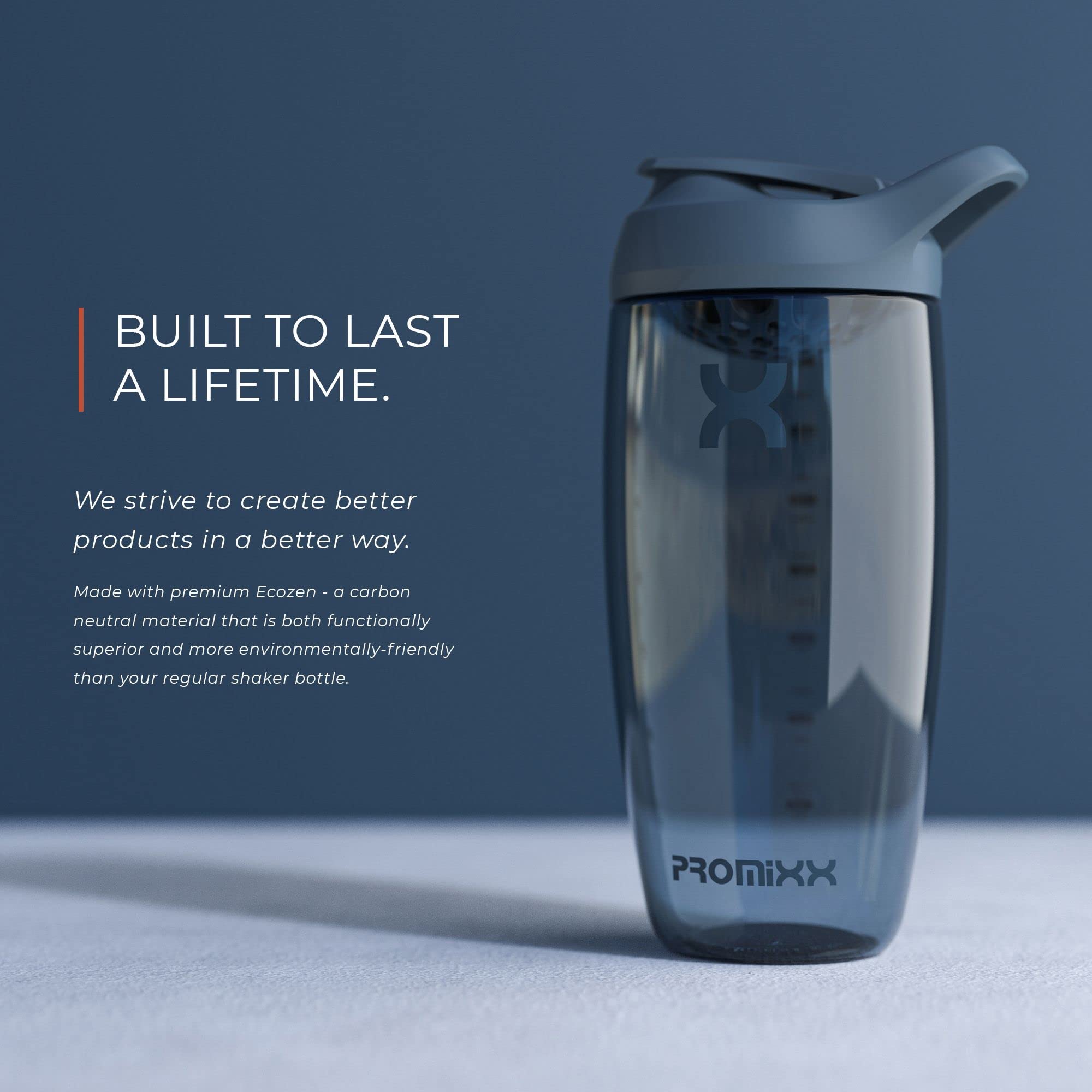 Promixx PURSUIT Protein Shaker Bottle β Premium Sports Blender Bottles for Protein Mixes and Supplement Shakes β Easy Clean, Durable Protein Shaker Cup