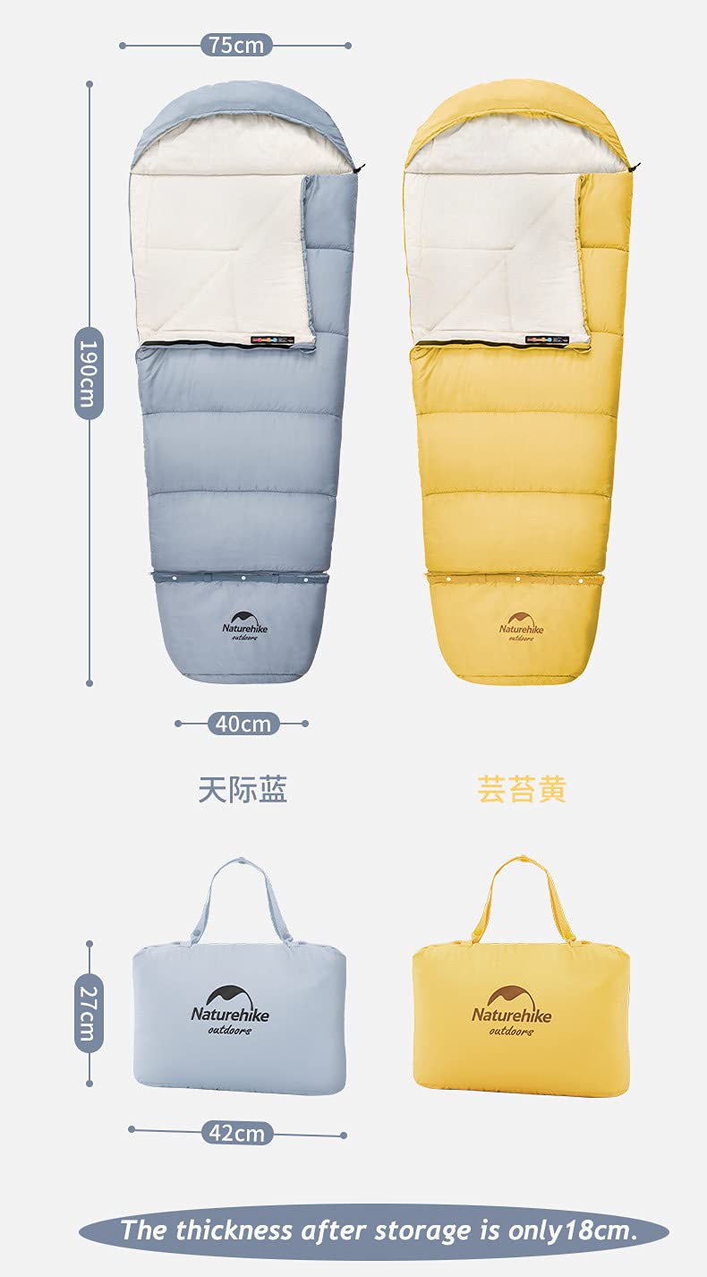 Naturehike Child's Sleeping Bag Camping Multi-Use Sleeping Sack Children's Growing Can Be Lengthen Foldable Storage Splicing Waterproof Ultralight Portable for Hiking Outdoor to Keep Warm (Yellow)