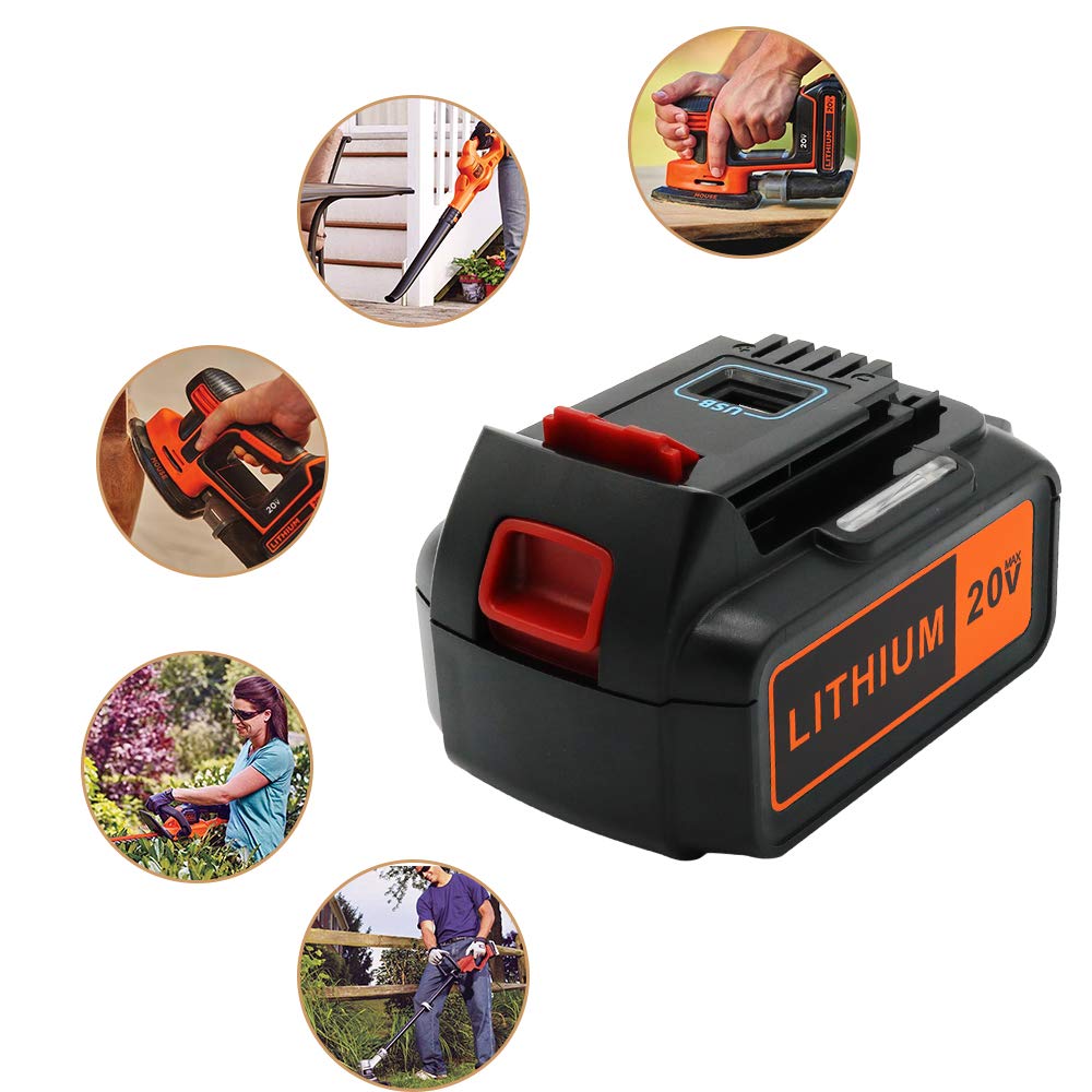 LBXR20 6.0Ah 20V MAX Replacement Lithium Battery Compatible with Black and Decker LBXR20 LB20 LBX20 LBXR2020-OPE LBXR20B-2 LB2X4020