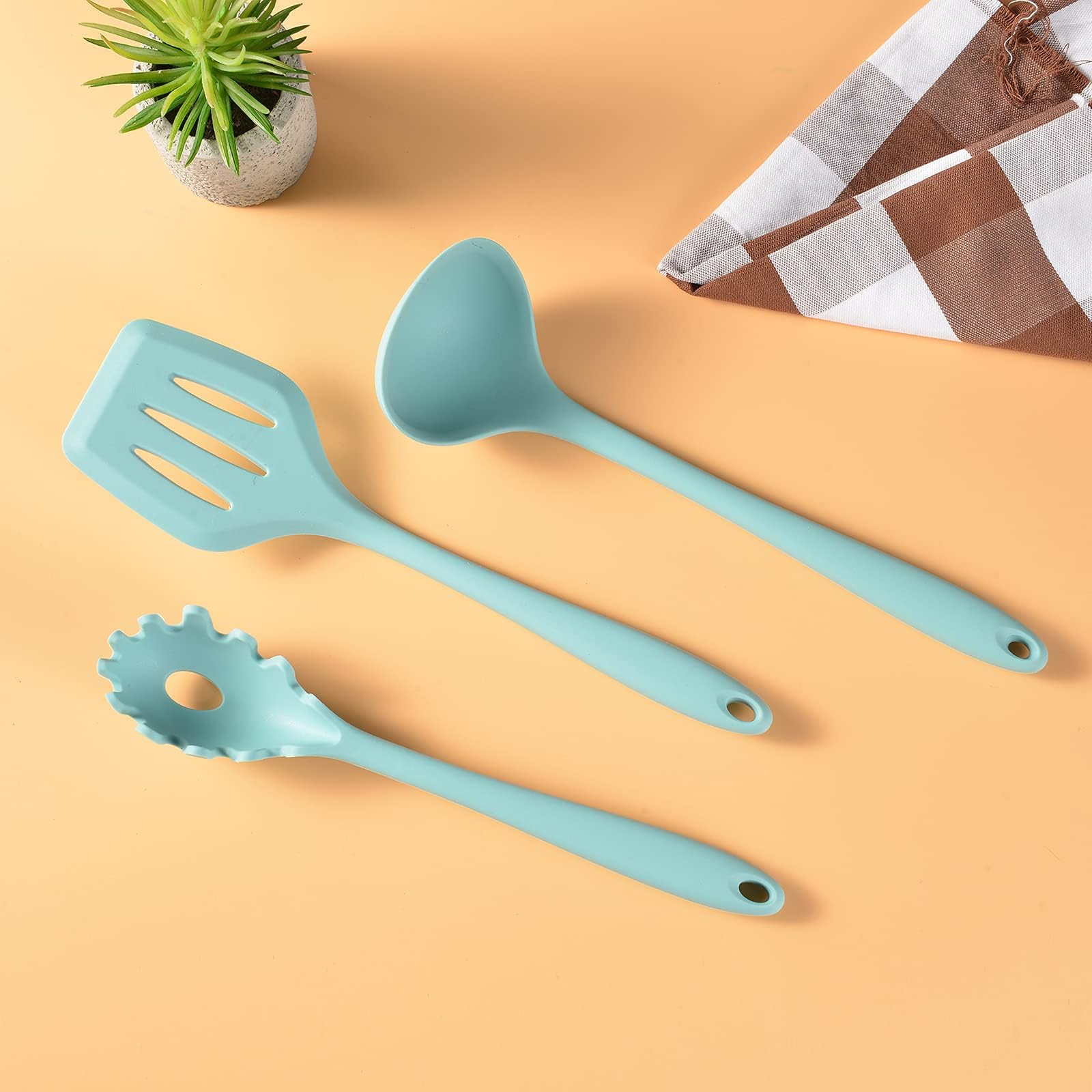 Kitchen Cooking Utensils Set of 11, P&P CHEF Heat-resistant Cooking Utensil Kitchen for Nonstick Cookware Cooking, Slotted Turner, Soup Ladle, Spatula, Pasta Server, Spoon