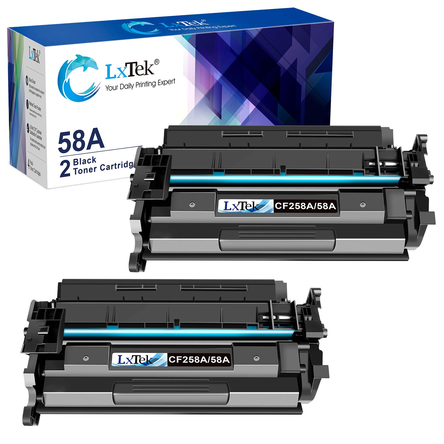 LxTek Compatible Toner Cartridge Replacement for HP 58A CF258A 58X CF258X Compatible with Laserjet Pro M404 M428 Printer Tray (2 Black, NO Chip)