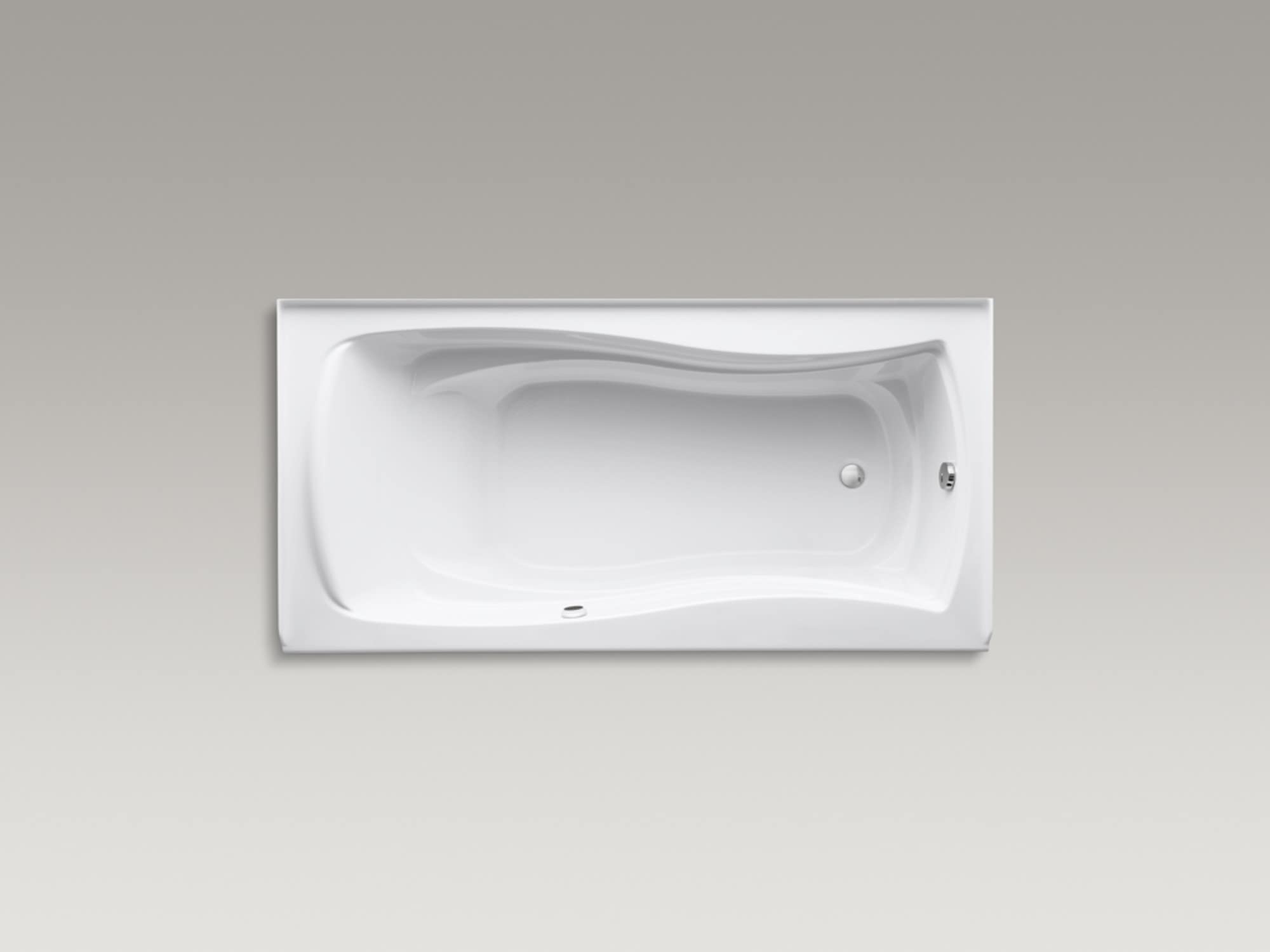 KOHLER K-1259-RA-0 Mariposa 72-Inch x 36-Inch Alcove Bath with integral apron, integral flange and right hand drain, White