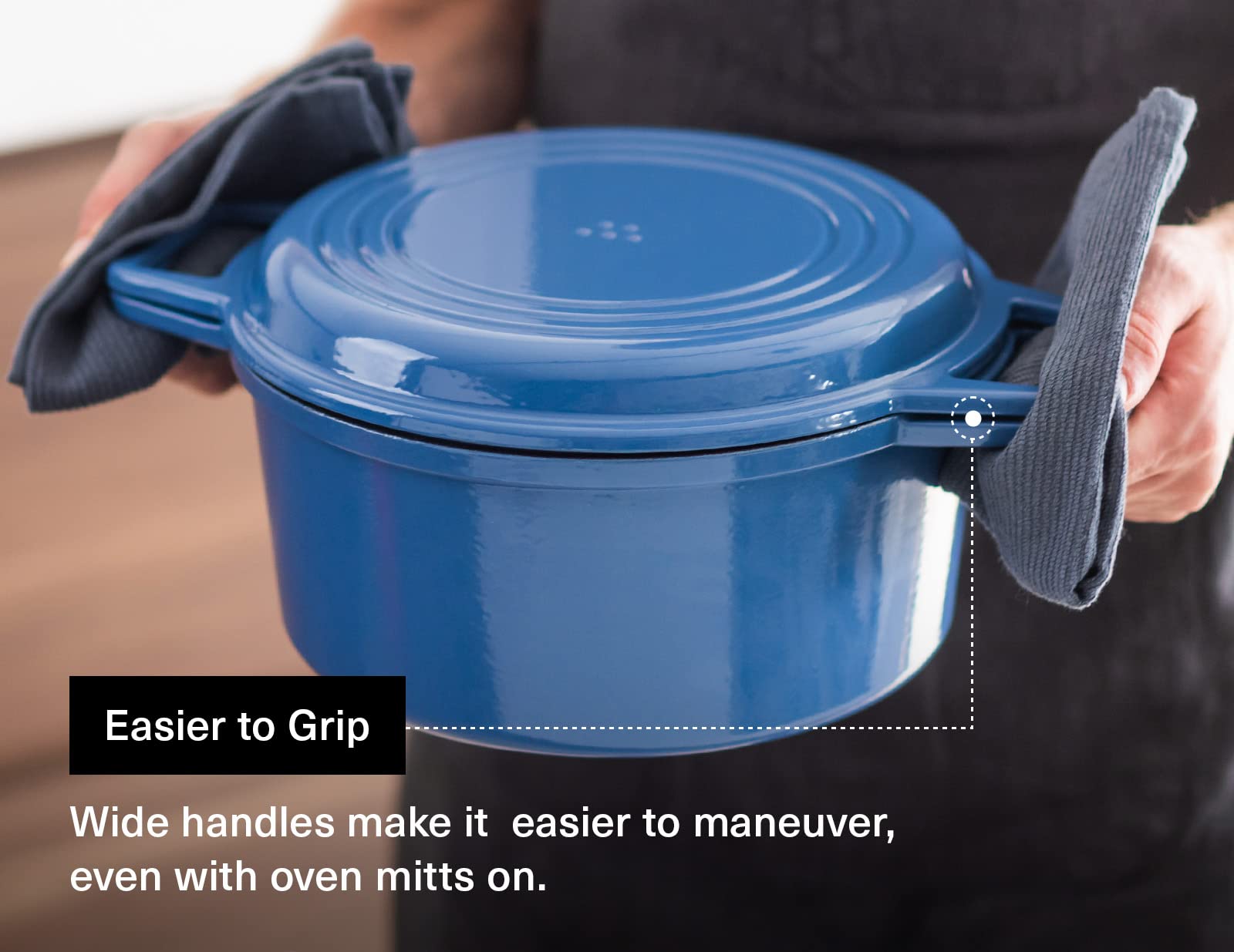 Misen Enameled Cast Iron Dutch Oven - Premium Quality Thick Core | Chip-Resistant Enamel Coating | Versatile Multi-Purpose Shape | Wide Handles for Easy Handling | Ideal for Everyday Cooking | 7QT I Blue