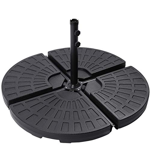 Sunnyglade 18.9" 4Pcs 13L Fan Shaped Water or Sand Filled Umbrella Base/Fan Style Self-Filled Cantilever Offset Umbrella Base Stand Suitable for All Kinds of Cross Tiles (Black)