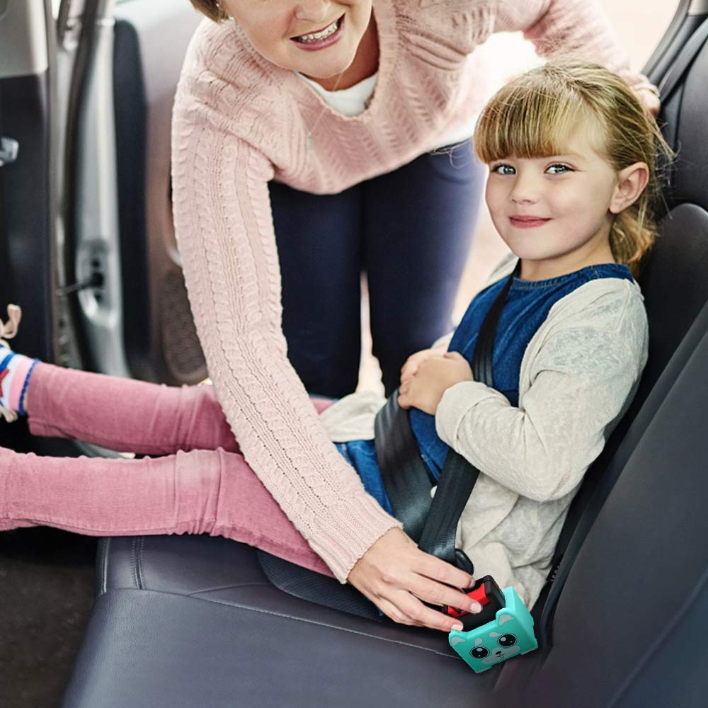 Morlike 2 Pack Silicone Booster Seat Belt Buckle Holder (Animal-Blue)