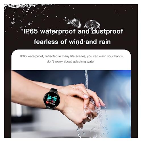 Viflosae 1.44-Inch Color Round Screen Smart Watch, Fashion Round Screen Health Data Recording Function Caller Id Watch, High Sensitivity, Single Button Control (Black)