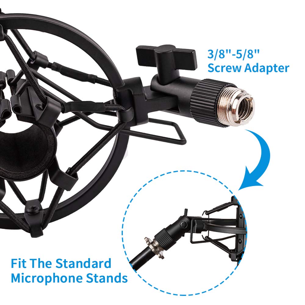 LYRCRO Microphone Shock Mount Holder Clip Mic Anti-Vibration for 22mm-26mm Diameter Dynamic Mic Like Shure SM58 58S SM57 PAG48 Sennheiser E835 E845 AKG D5S Samson Q7 Q8 Behringer Xm8500