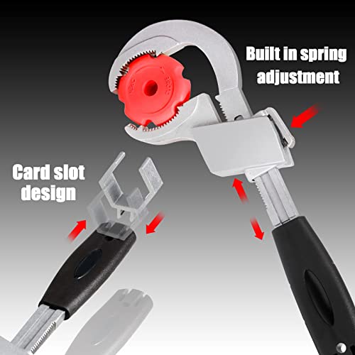 TOOVREN Universal Adjustable Double-Ended Wrench 80mm Large Opening Adjustable Wrench Sets for Disassembly & Assembly & Water Pipe Repair, Wrench Set with 3 Card Slots