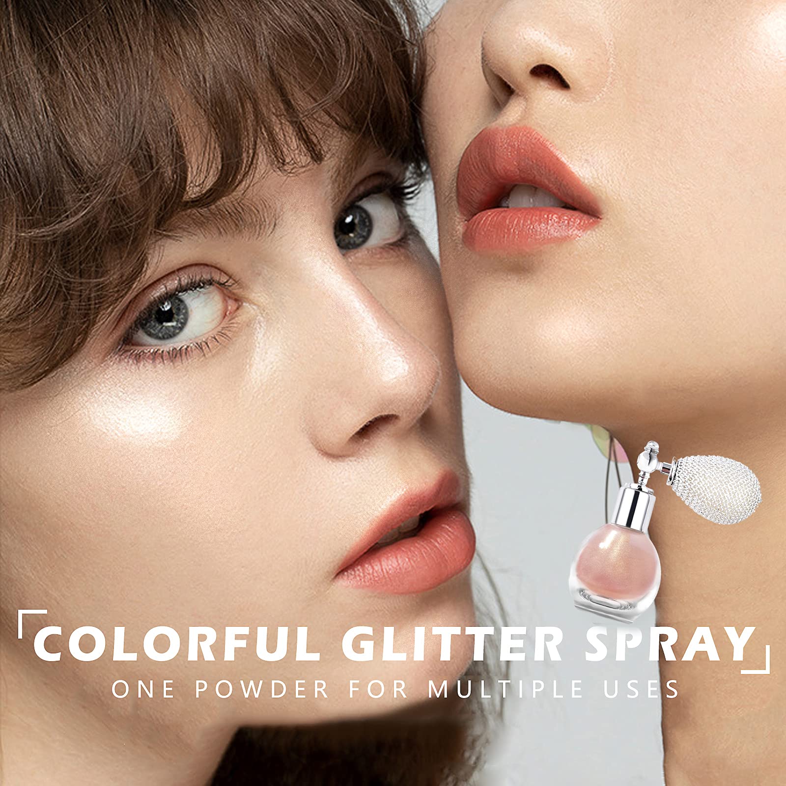 NewBang 2Pcs Highlighter Powder Spray,Glitter High Gloss Powder,Shimmer Sparkle Powder Makeup Spray, for Face Body Cosmetic