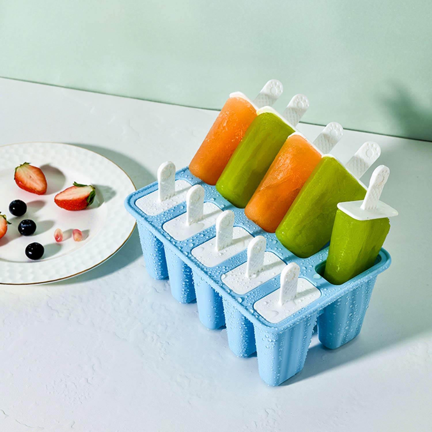 Popsicle molds,10 Pieces Popsicle Molds Silicone BPA Free Ice Pop Easy Release Popsicle Molds,15 sticks Ice Pop Easy Release,Ice Molds