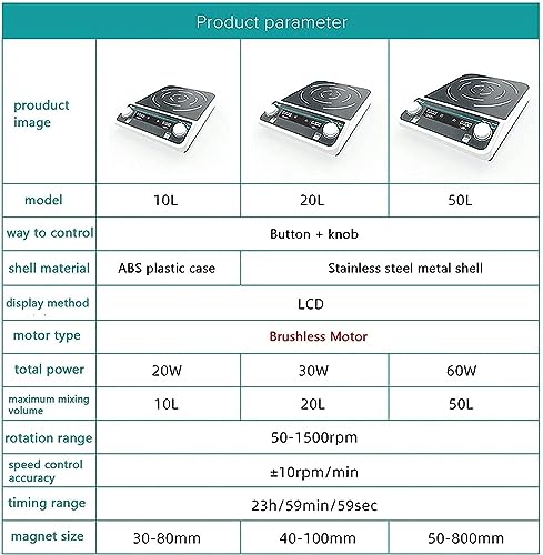 XENITE 10L/20L/50L Digital Display Lab Magnetic Stirrer,50-1500Rpm,23H/ 59Min/ 59Sec,Can Be Rotated Forwards and Backwards,with Stir Bar,20L