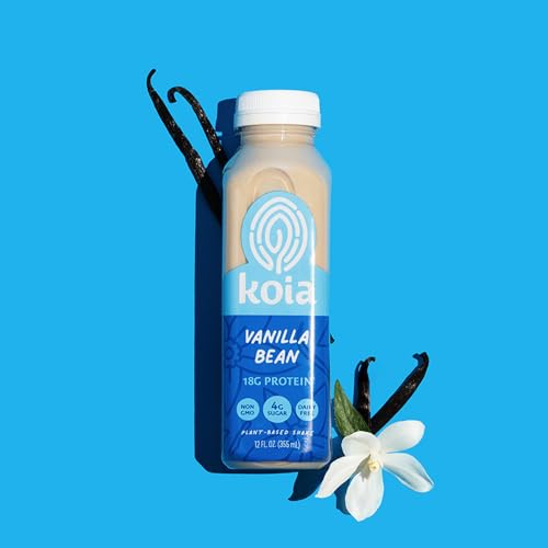 Koia Protein - Ready To Drink Plant Protein Shake (12 Fl Oz) - Vanilla Bean - Dairy Free, Gluten Free, Soy Free, Non GMO, Kosher, Vegan