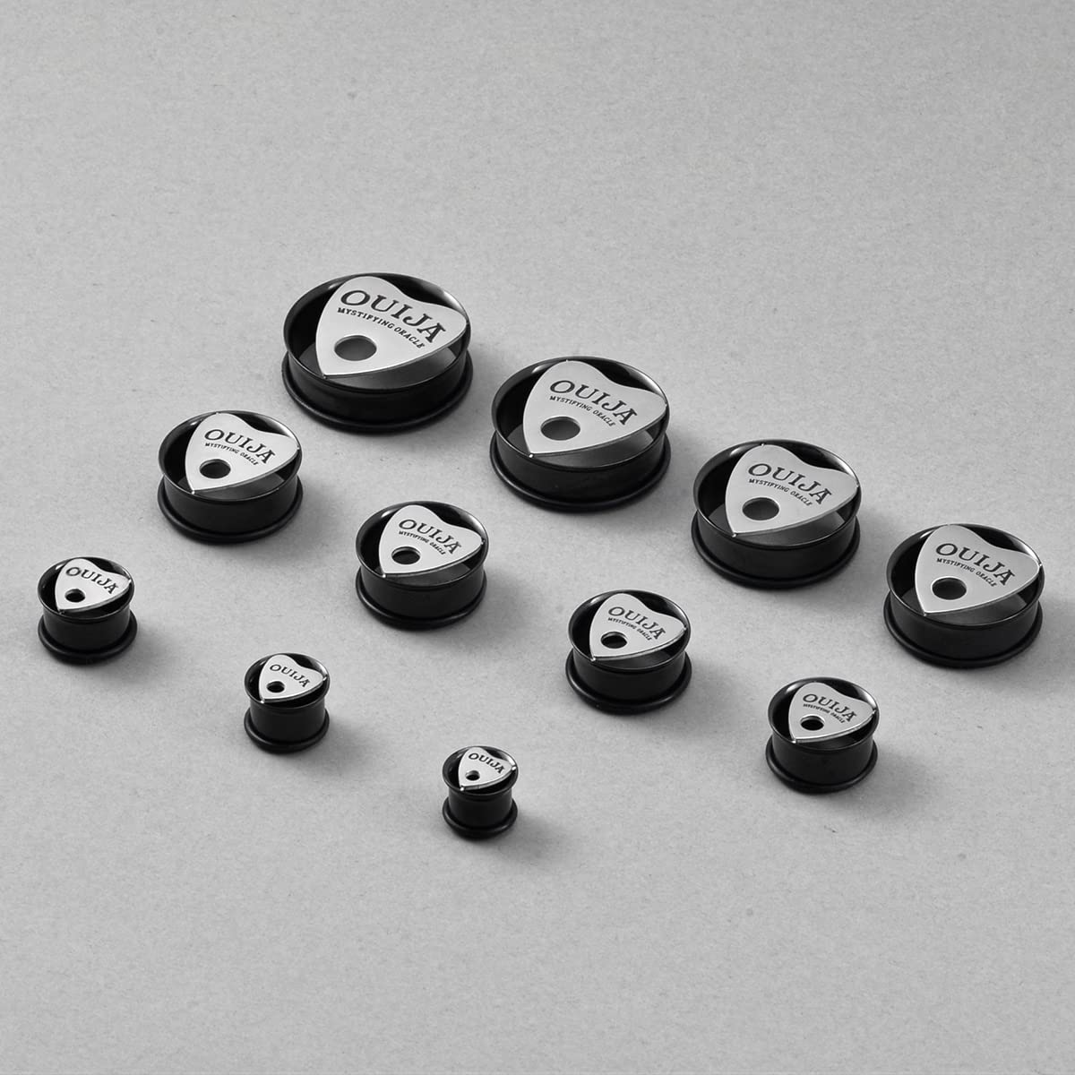 KUBOOZ OUIJA MYSTIFYING ORACLE Pattern Ear Plugs Tunnles Stainless Steel Ear Piercing Jewelry 00G-30mm